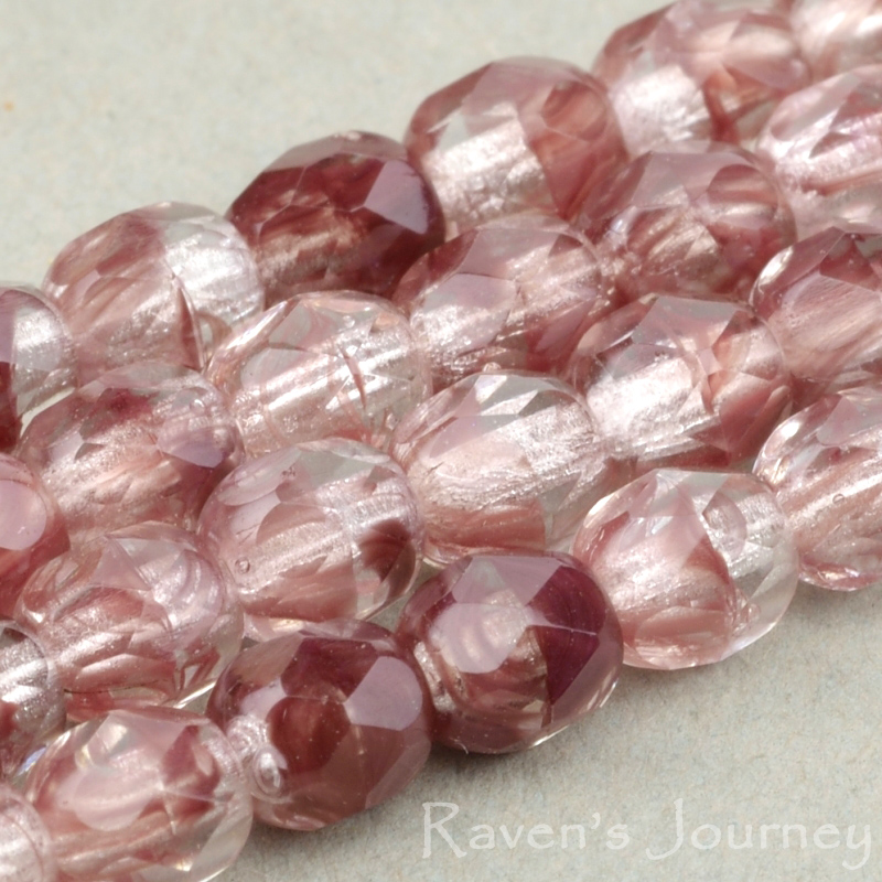Round Faceted (4mm) Maroon Crystal Mix Transparent Opaque: Raven's ...