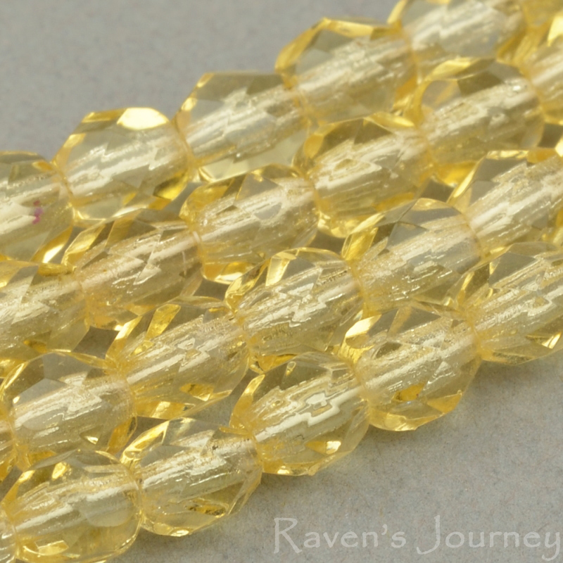 Round Faceted (4mm) Amber Transparent 3: Raven's Journey Unique Czech ...