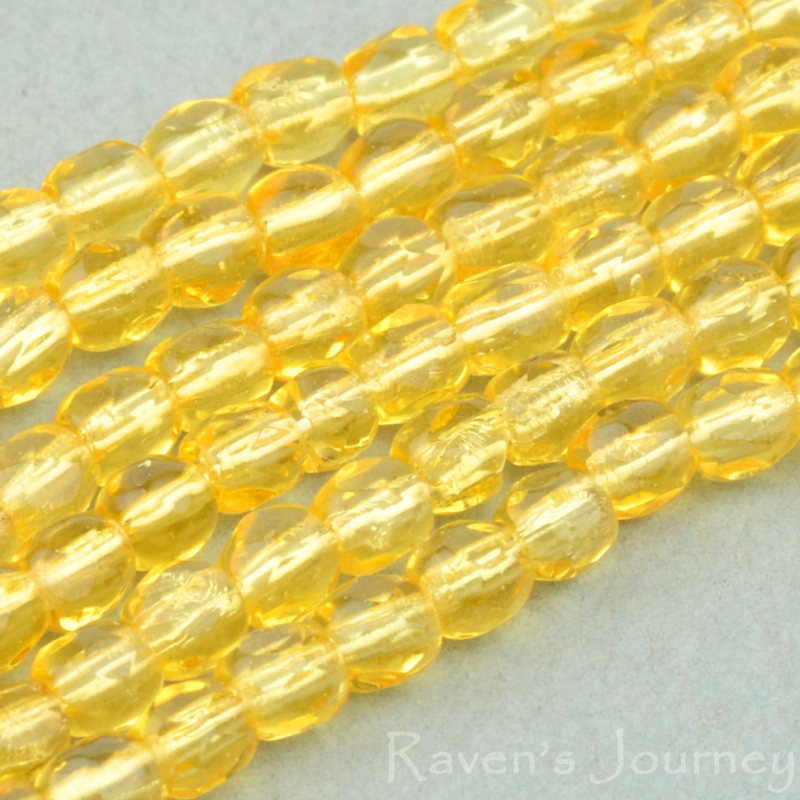 Round Faceted (3mm) Amber Transparent 3: Raven's Journey Unique Czech ...