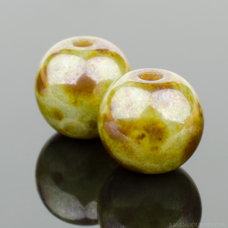 Pressed Round (5mm) Greenstone Finish: Raven's Journey Unique Czech ...