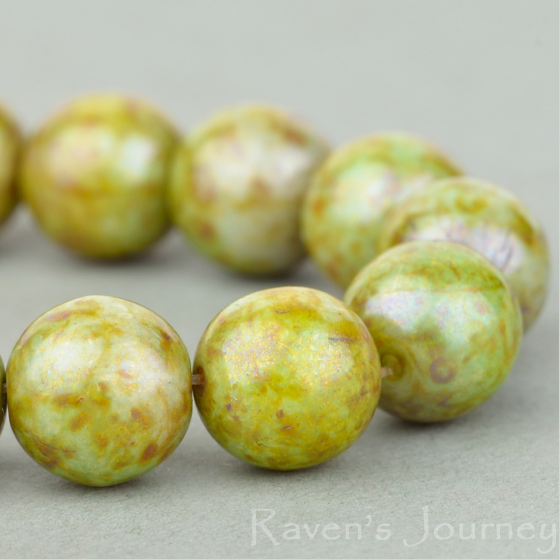 Pressed Round (8mm) Greenstone Finish Opaque: Raven's Journey Unique ...
