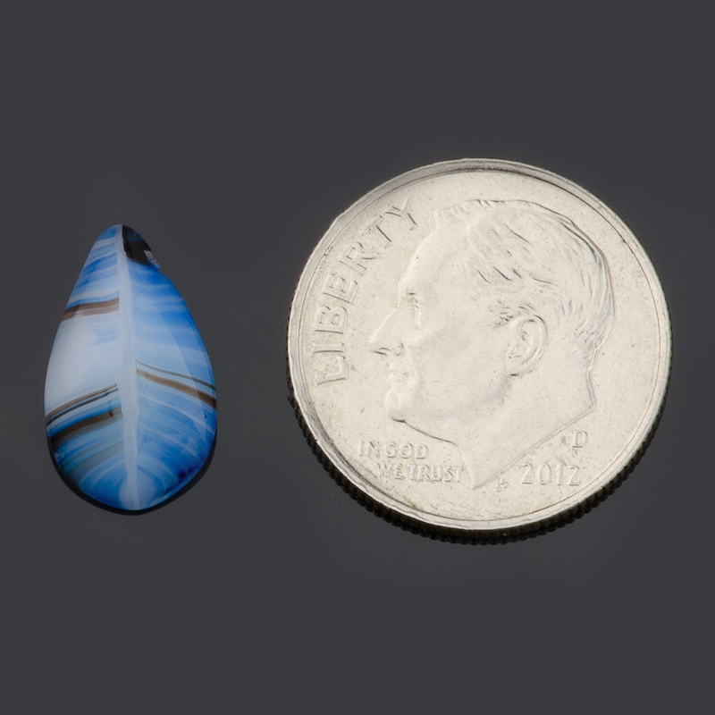 Petal (13x8mm) Blue and White Opaque Mix with Brown Opaque Stripe ...