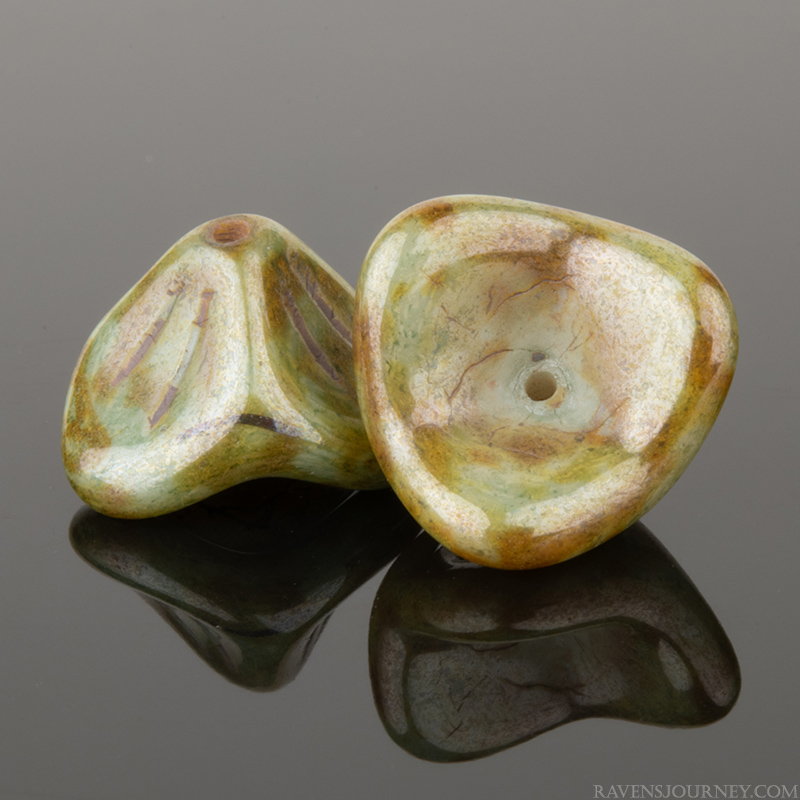 Large Bellflower (12x9mm) Greenstone Finish Opaque (2)-osx: Raven's ...