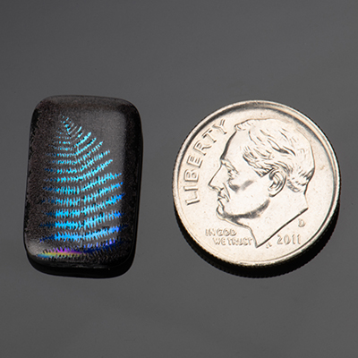 Rectangle (19x12mm) Jet Black Opaque with Laser Etched Aurora Borealis ...